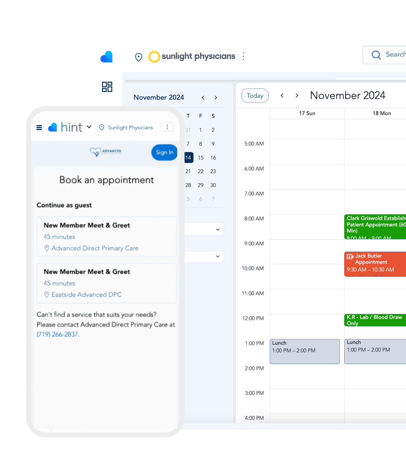 Hint Clinical Calendar | All-In-One Scheduling Solution for Direct Care Practices